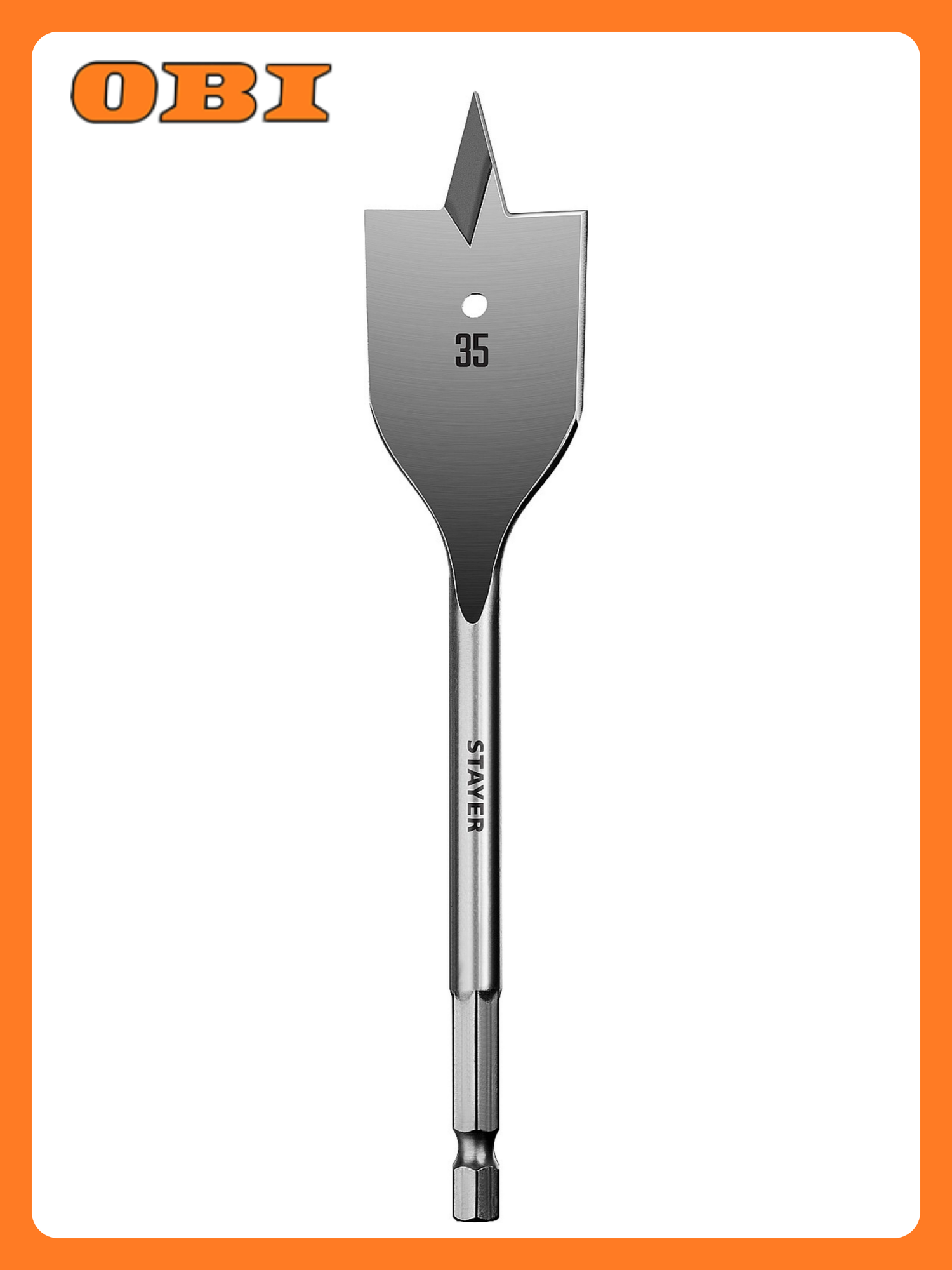 Сверло STAYER, перьевое, сталь 45, шестигранный хвостовик, 35x152мм