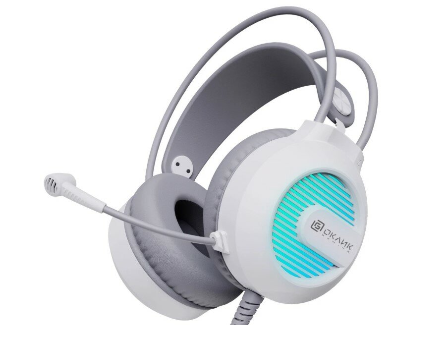 Игровые наушники с микрофоном Оклик HS-L300G белый 2.2м