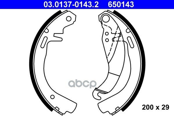 Колодки тормозные зад. барабан. OPEL GS6187 ATE 03.0137-0143.2/GS6187 650143 GS6187 650143 Ate арт. 03013701432