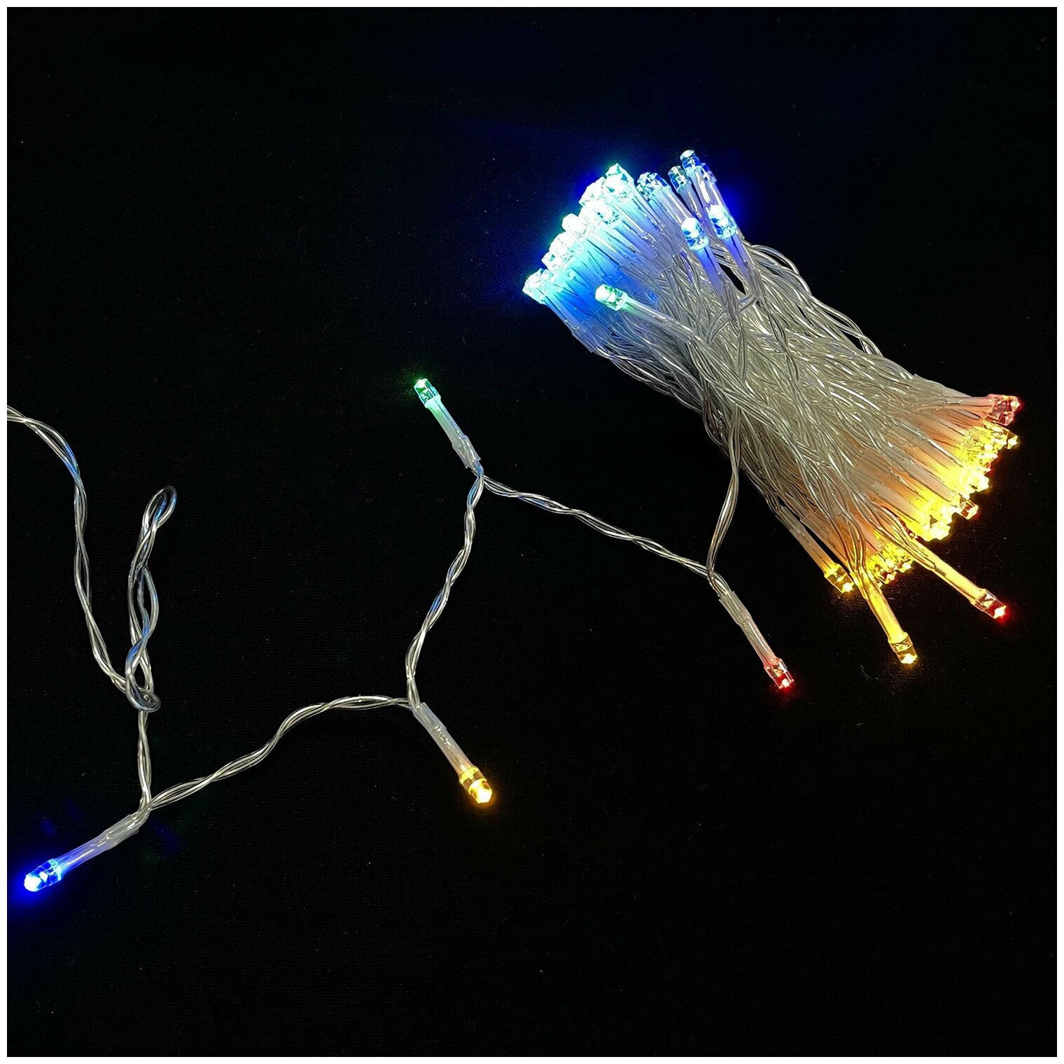 Электрогирлянда-нить уличная "Стандарт" 8 м, 100 LED, мультицветная, на батарейках, золотая сказка, 591292