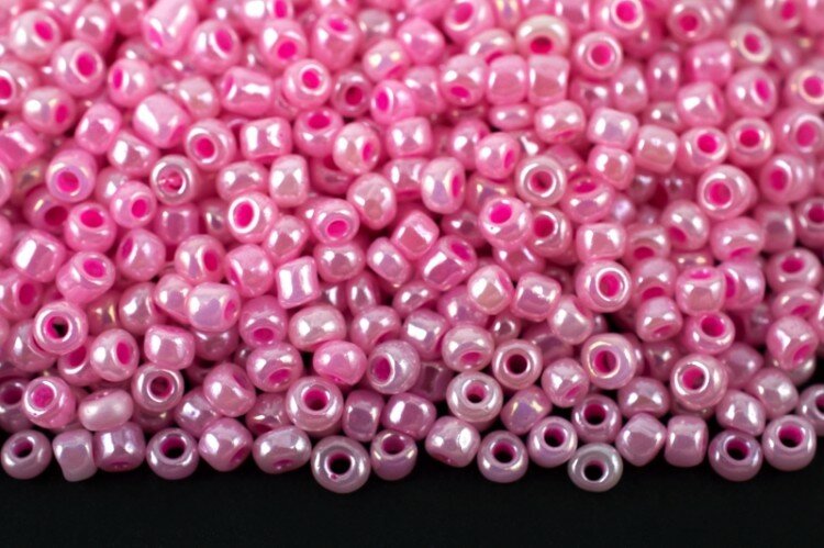 Бисер китайский круглый размер 8/0, цвет 0145 розовый непрозрачный, 450г