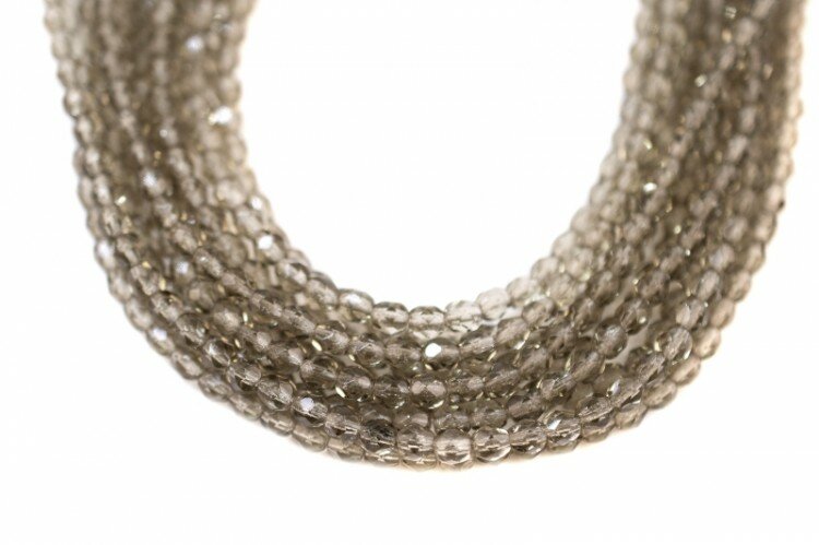 Бусины граненые Firepolish 4мм, отверстие 0,8мм, цвет 4001 черный алмаз, 714-047, 1 нить (около 50шт)