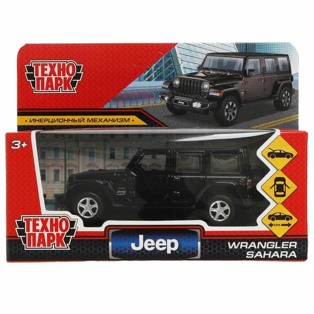 Машина металлическая, Jeep Wrangler Sahara, 12 см, черный, 3+
