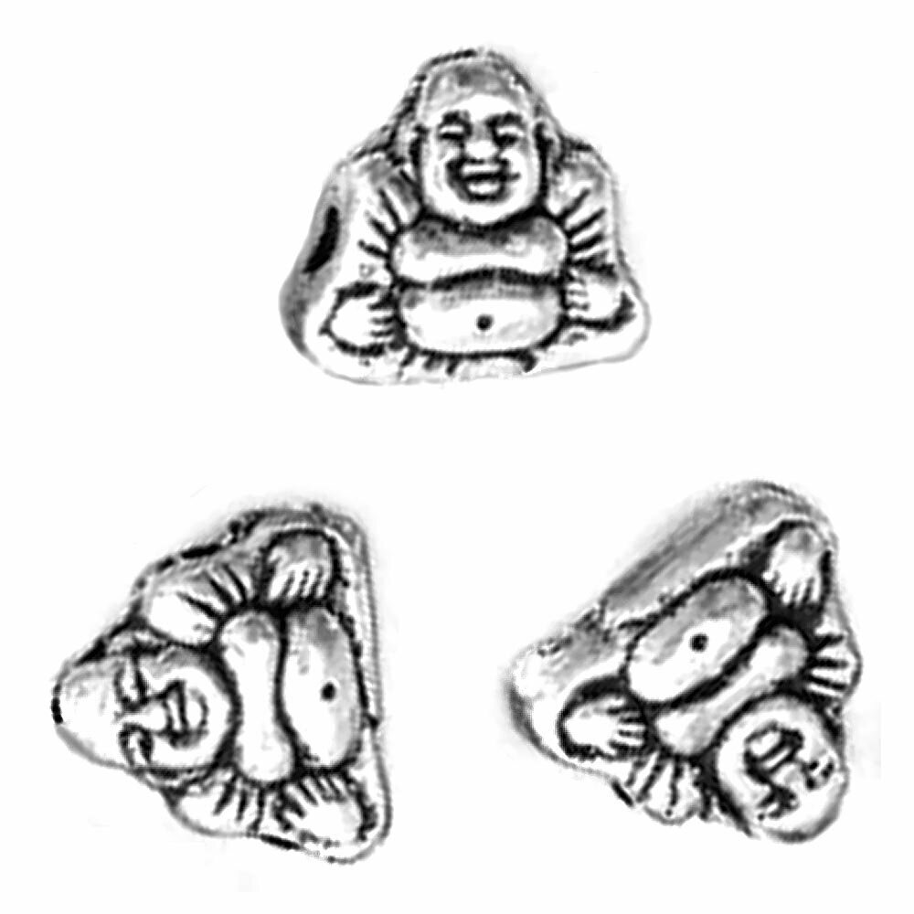 Металлическая бусина Хотэй мини 0011060 серебряный цвет 9x8x4 мм, цена за 10 шт.