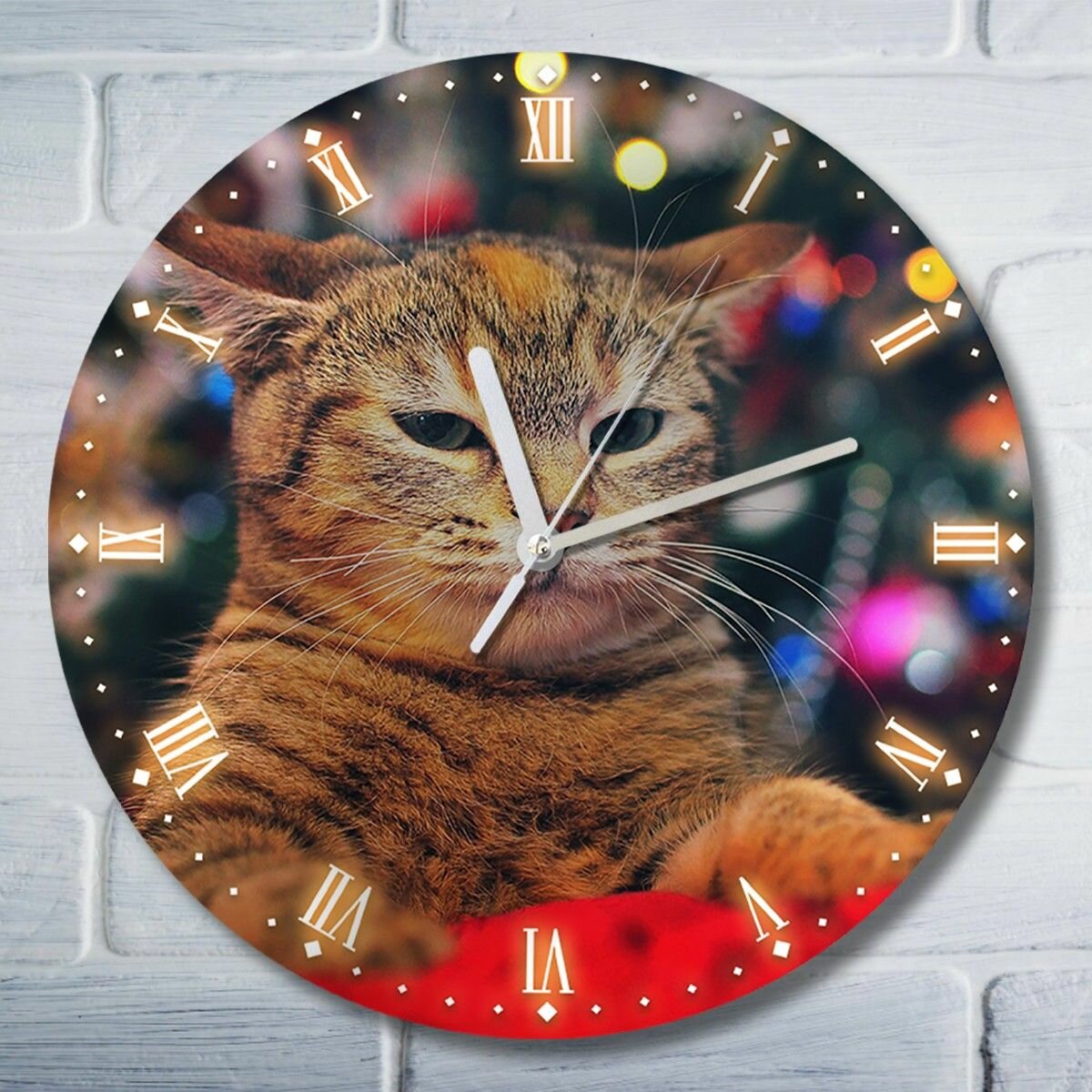 Настенные часы УФ праздники кот, год кролика, новый год, рождество - 7070
