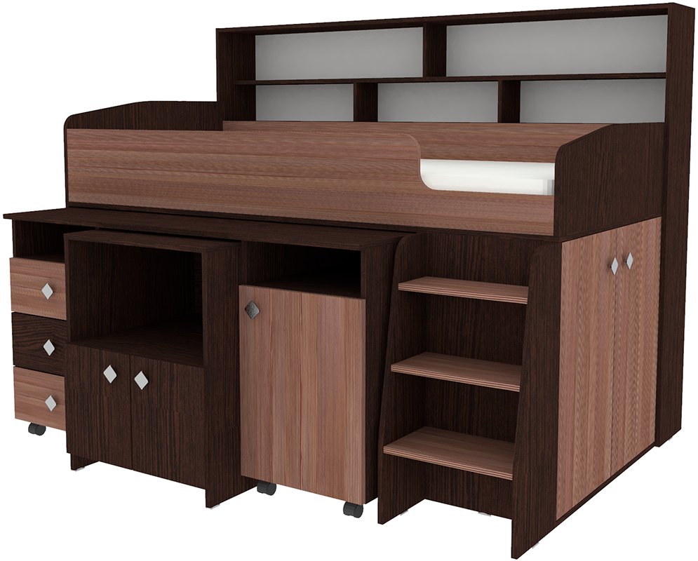 Кровать чердак Малыш 5 Венге Бодего Темный