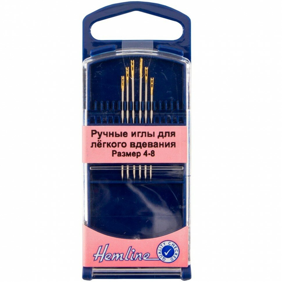 Hemline 216G.48 Иглы ручные для лёгкого вдевания № 4-8, 6 шт