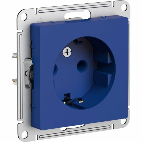 Розетка Systeme Electric (schneider Electric) AtlasDesign с заземлением, 16А, механизм, Аквамарин, ATN001143