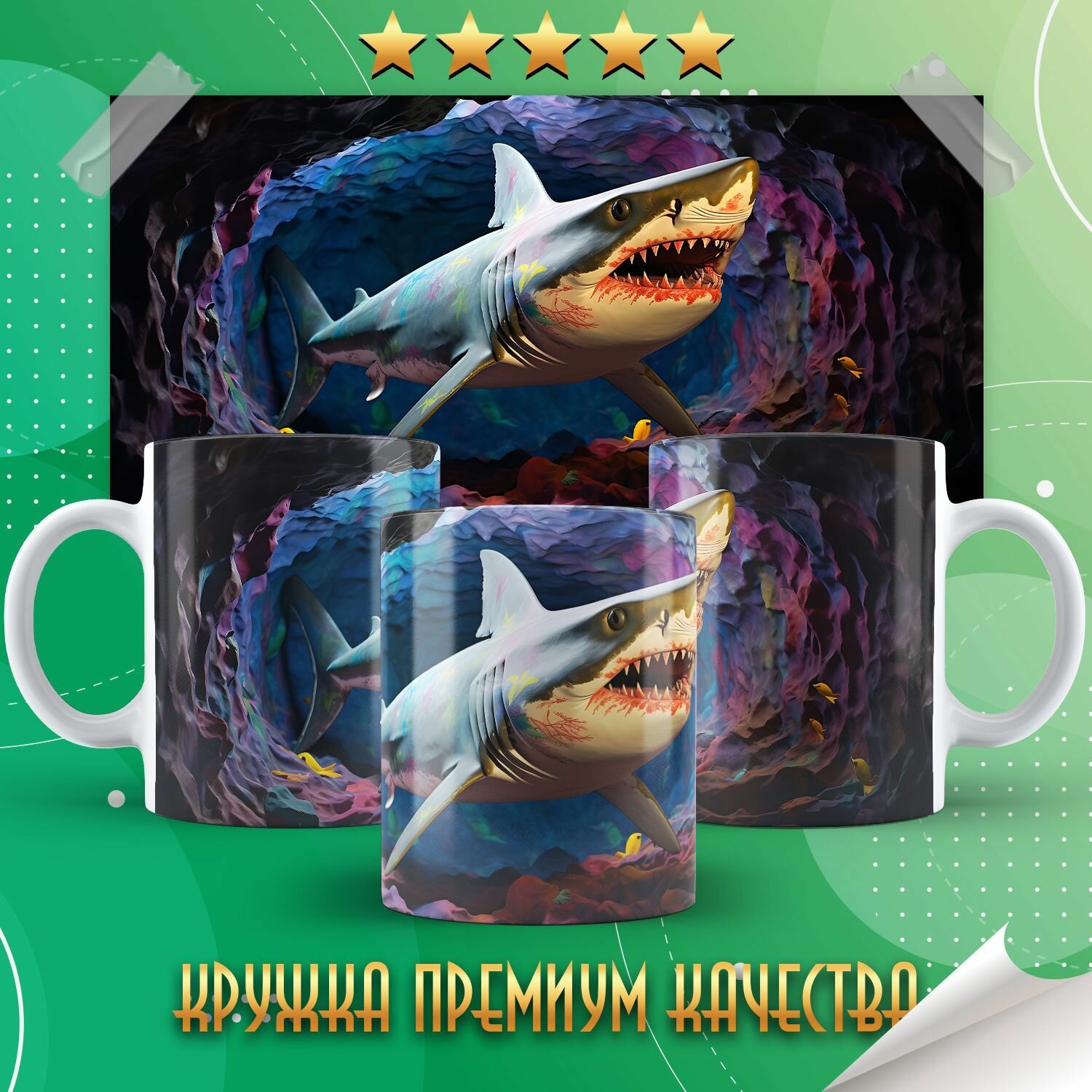 Кружка "Забавные животные акулы" PrintMania 330мл