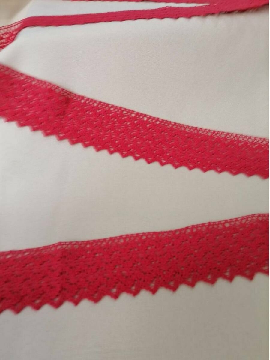 Кружево плетенное ширина 4,5 см красное хлопок*длина 1метр