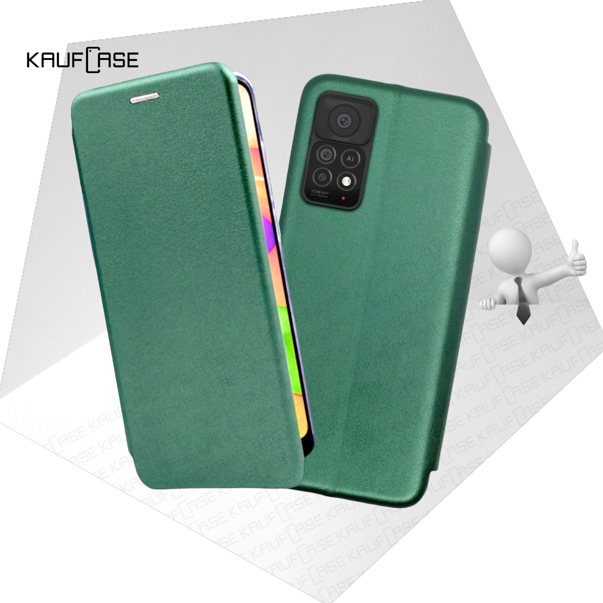 Чехол книжка для телефона Xiaomi Redmi Note 11 Pro 5G /Note 11E Pro (6.67"), темно-зеленый. Текстура под кожу
