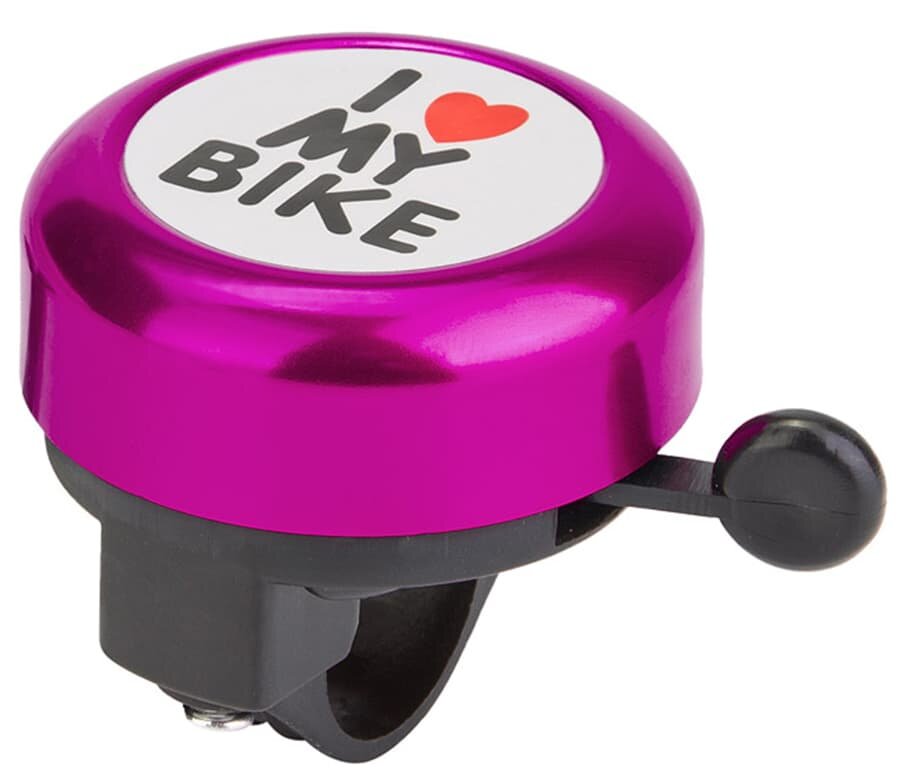 Звонок на велосипед детский Stels 45AE-04 "I love my bike фиолетовый