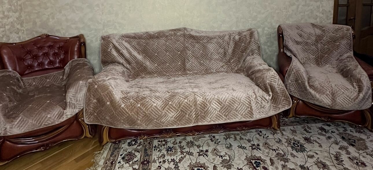 Меховой комплект на диван 180х210 и два на кресла 180х90