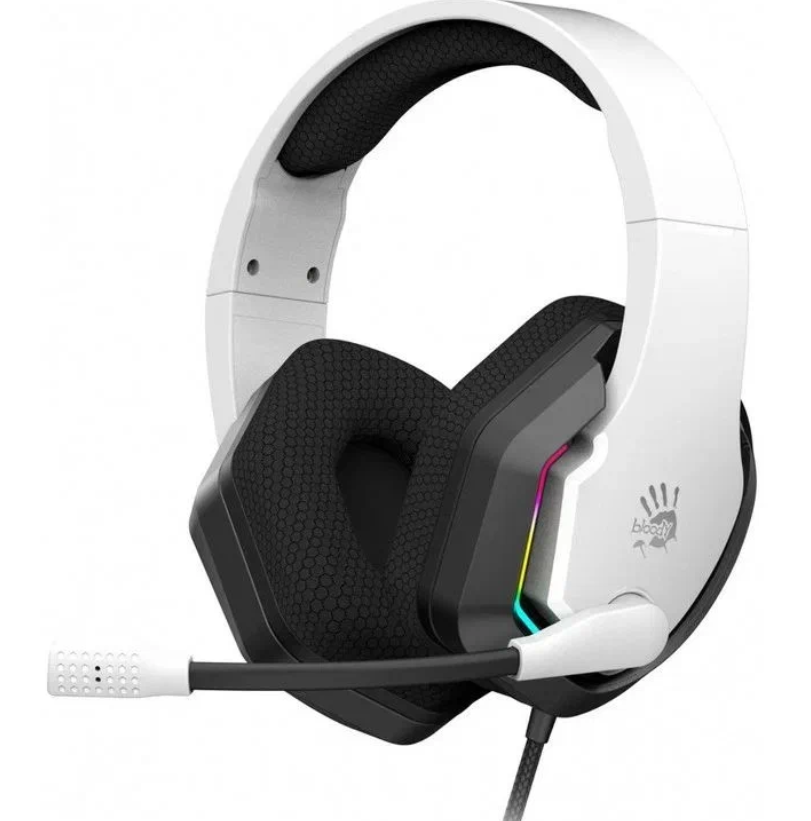 Игровые наушники с микрофоном A4 Bloody G260p USB белый/черный