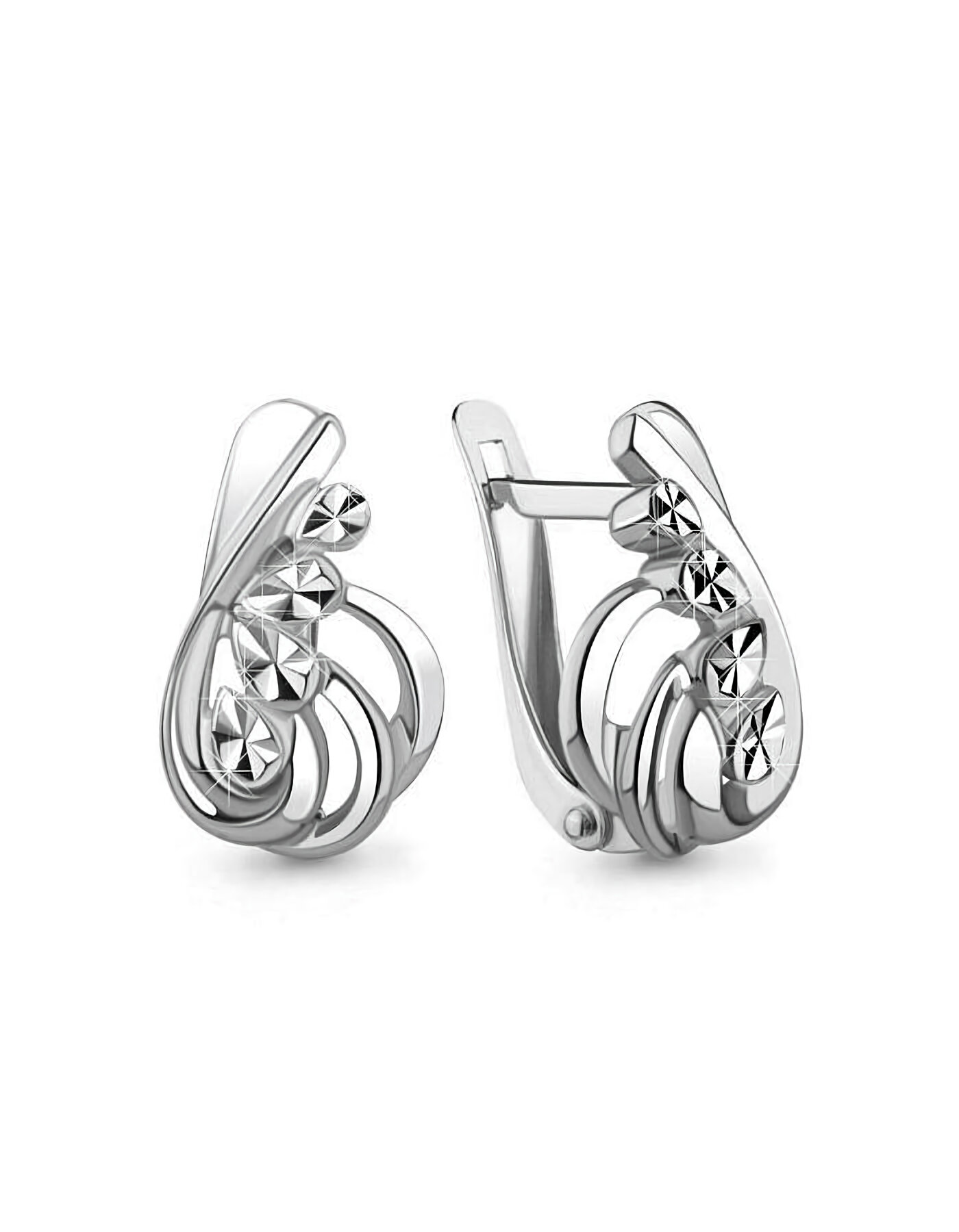 Серьги, серебро, 925 проба, родирование