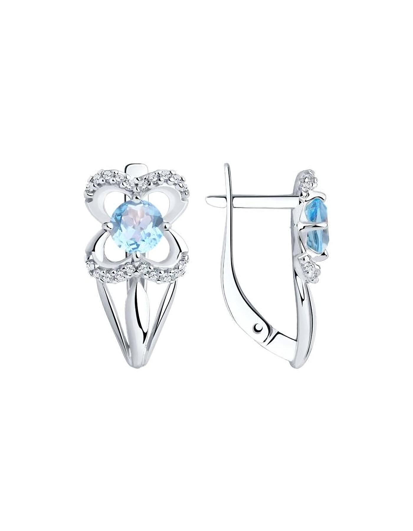 Серьги, серебро, 925 проба, родирование, топаз
