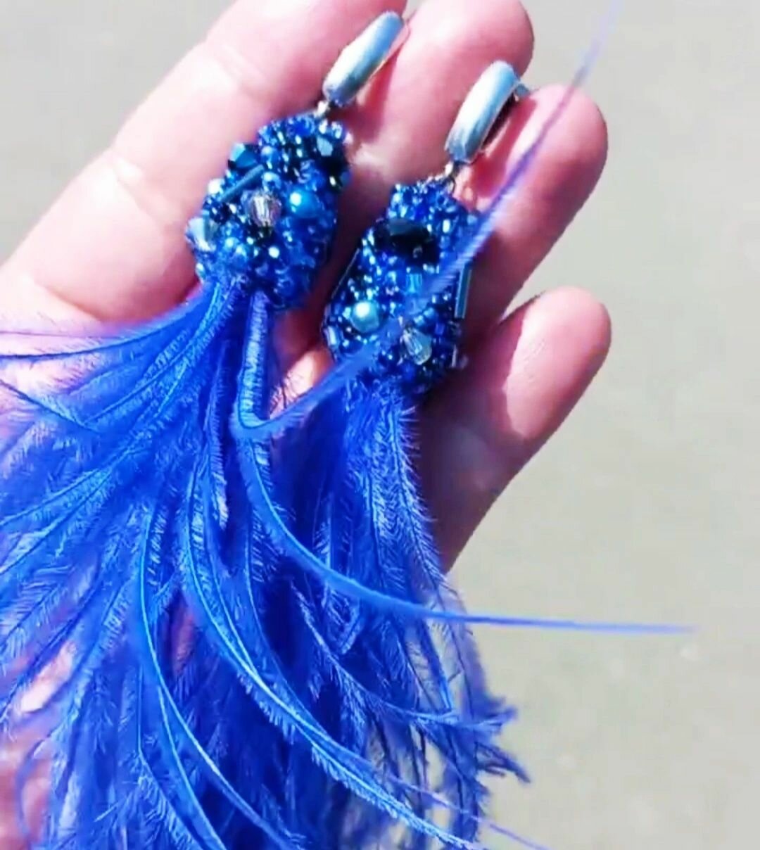 Серьги, стекло, бисер