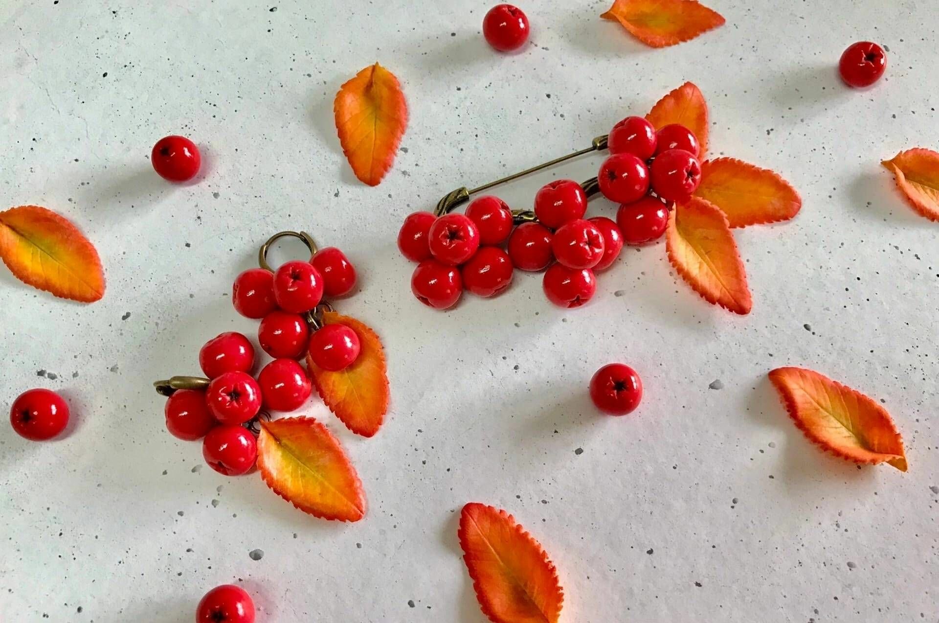 Комплект бижутерии: брошь, серьги