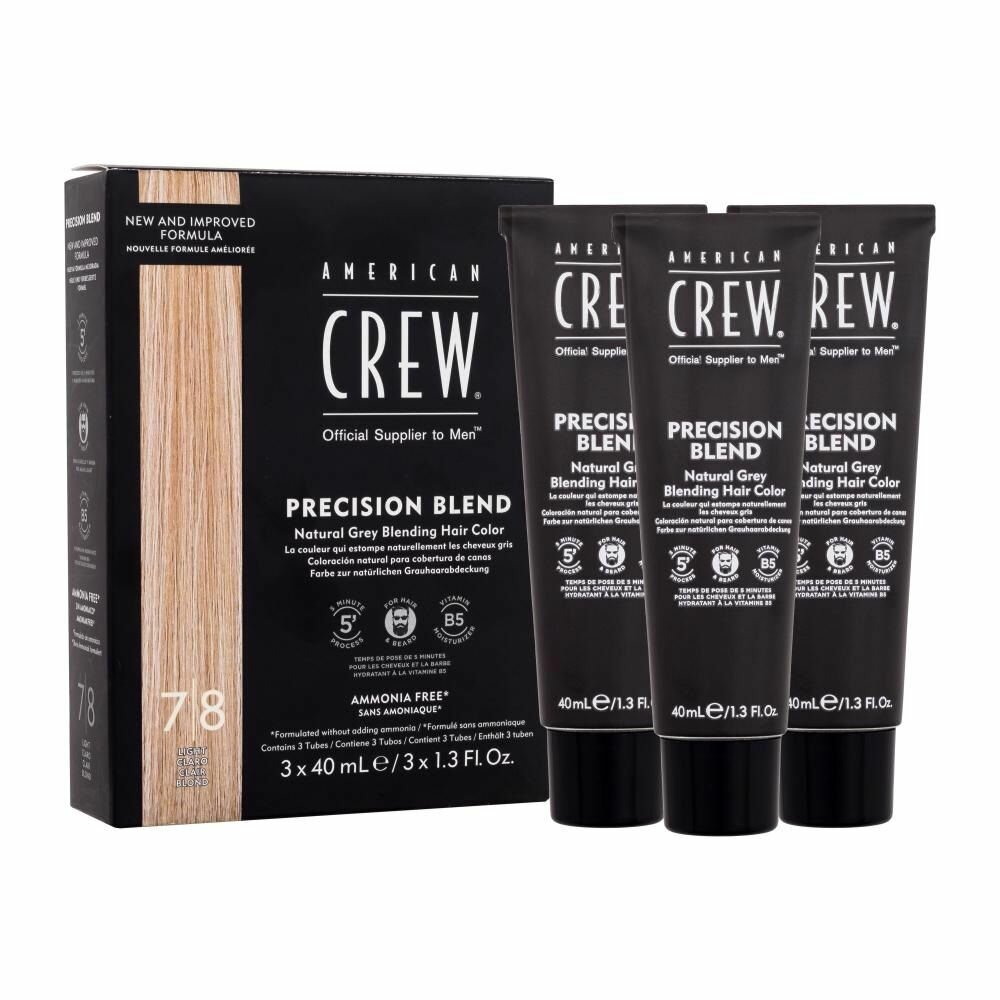 American CREW PRECISION BLEND LIGHT 7/8 (3шт по 40 мл) США. Краска для волос и бороды.