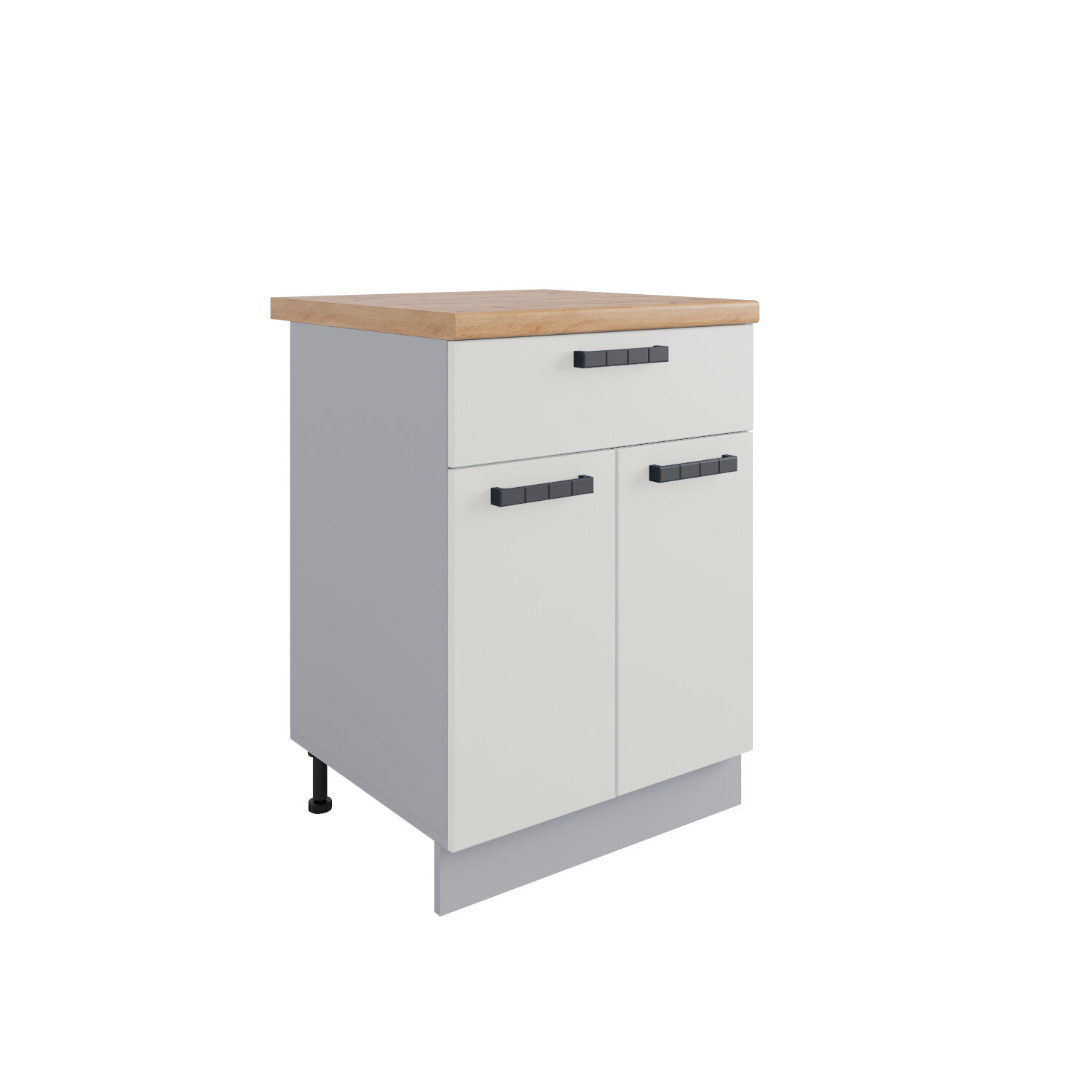 Кухонный шкаф напольный, без столешницы, с ящиком, С1ЯШ 600, Кухня Ройс, Серый / Ваниль софт