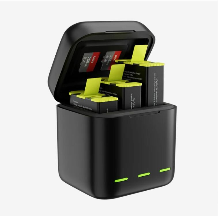 Зарядное устройство Telesin на 3 АКБ + 3 АКБ (в комплекте), для GoPro HERO9/10/11/12 GP-BNC-902-B