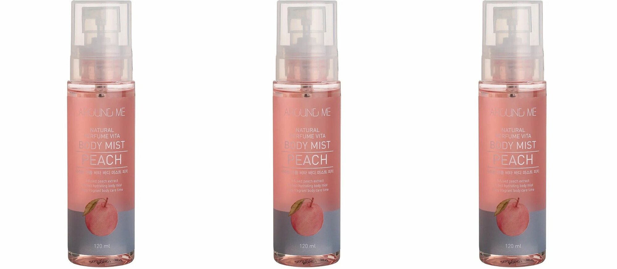 WELCOS Спрей для тела с экстрактом персика Around me Natural Perfume Vita Body Mist Peach, 120 мл, 3 шт