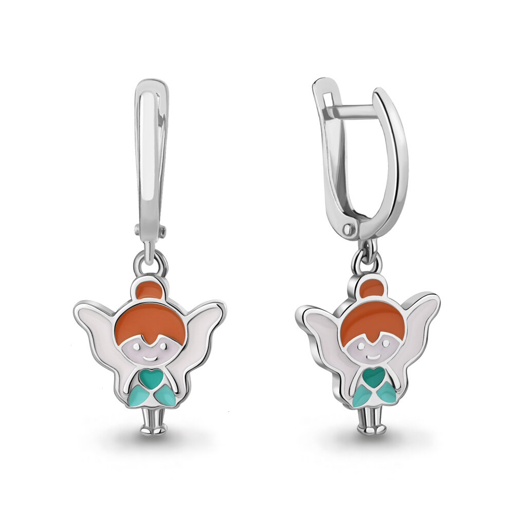 Серьги, серебро, 925 проба, родирование, эмаль