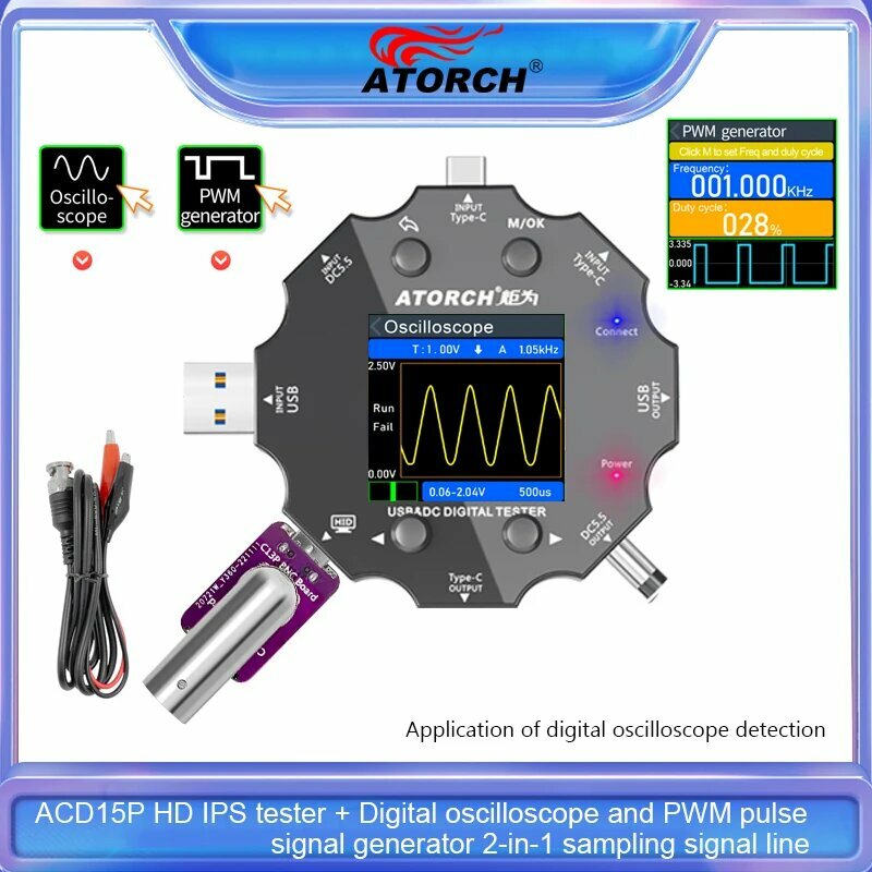 ATORCH WiFi Tuya ACD15P Тестер зарядного устройства 15P osc-cope module