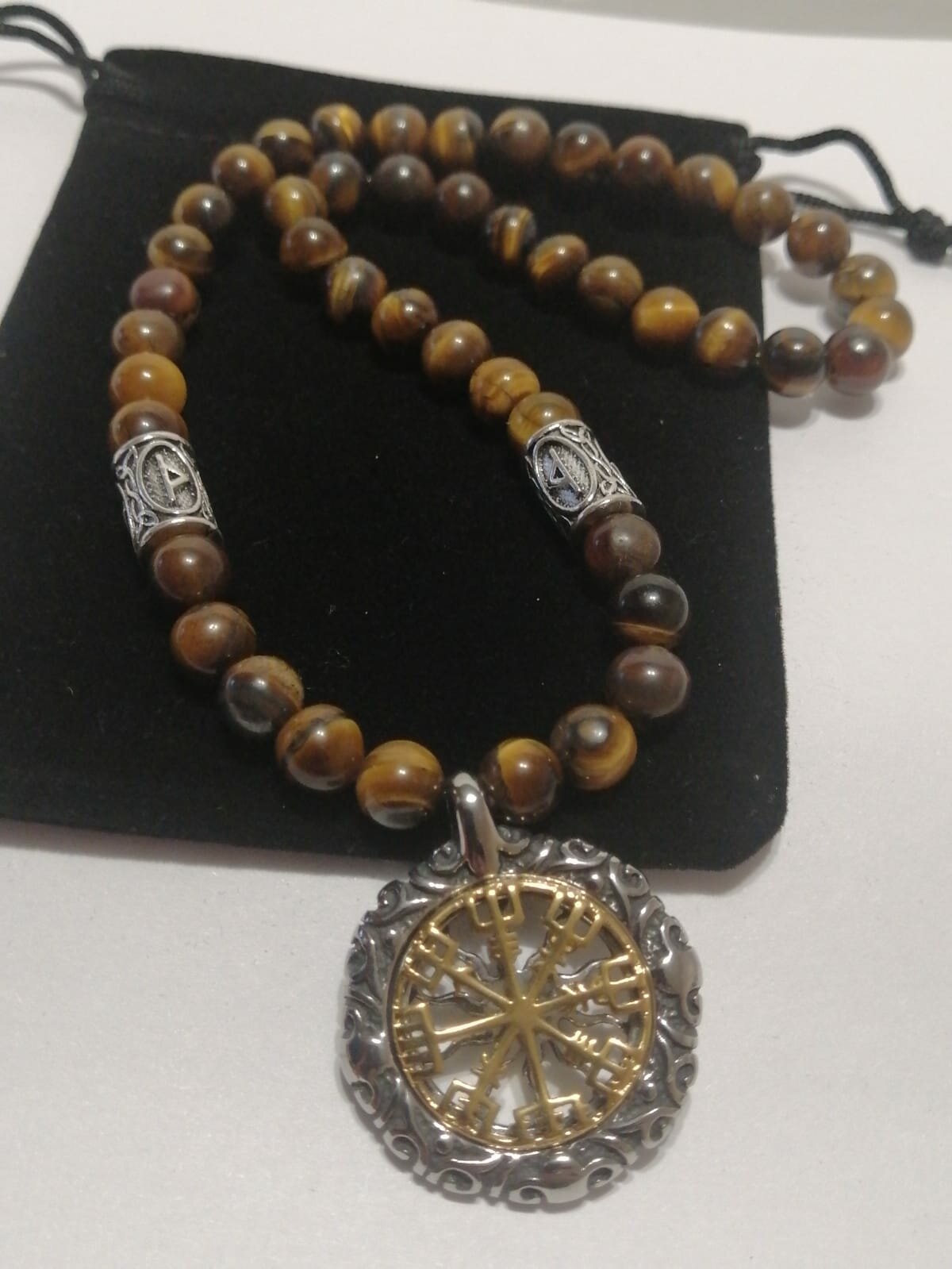 Автомобильные чётки "Дорожный Оберег", из камня тигровый глаз, для зеркала, 45 бусин