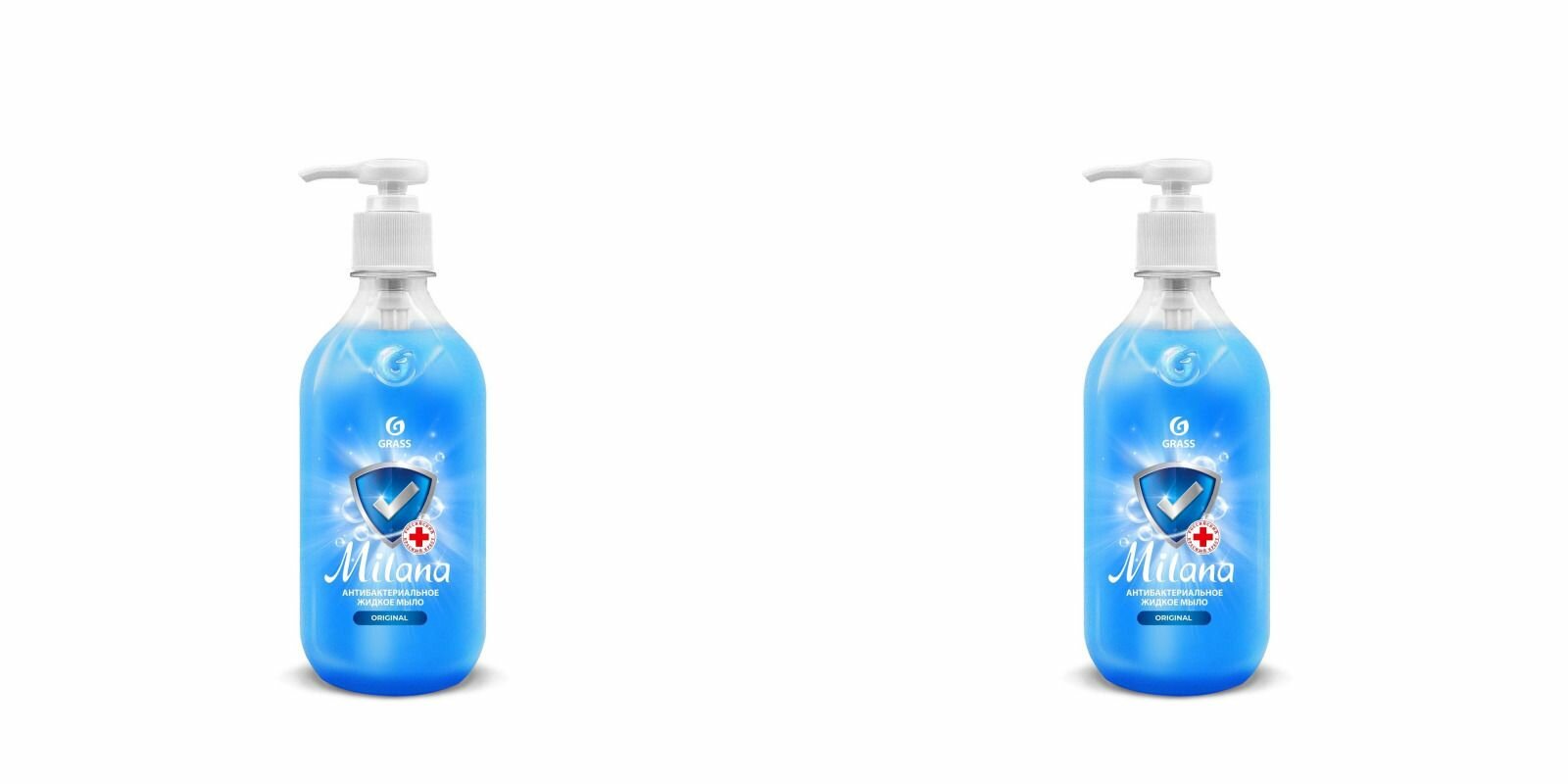 Мыло жидкое Grass Milana Original, антибактериальное, с дозатором, 500 мл, 2 шт