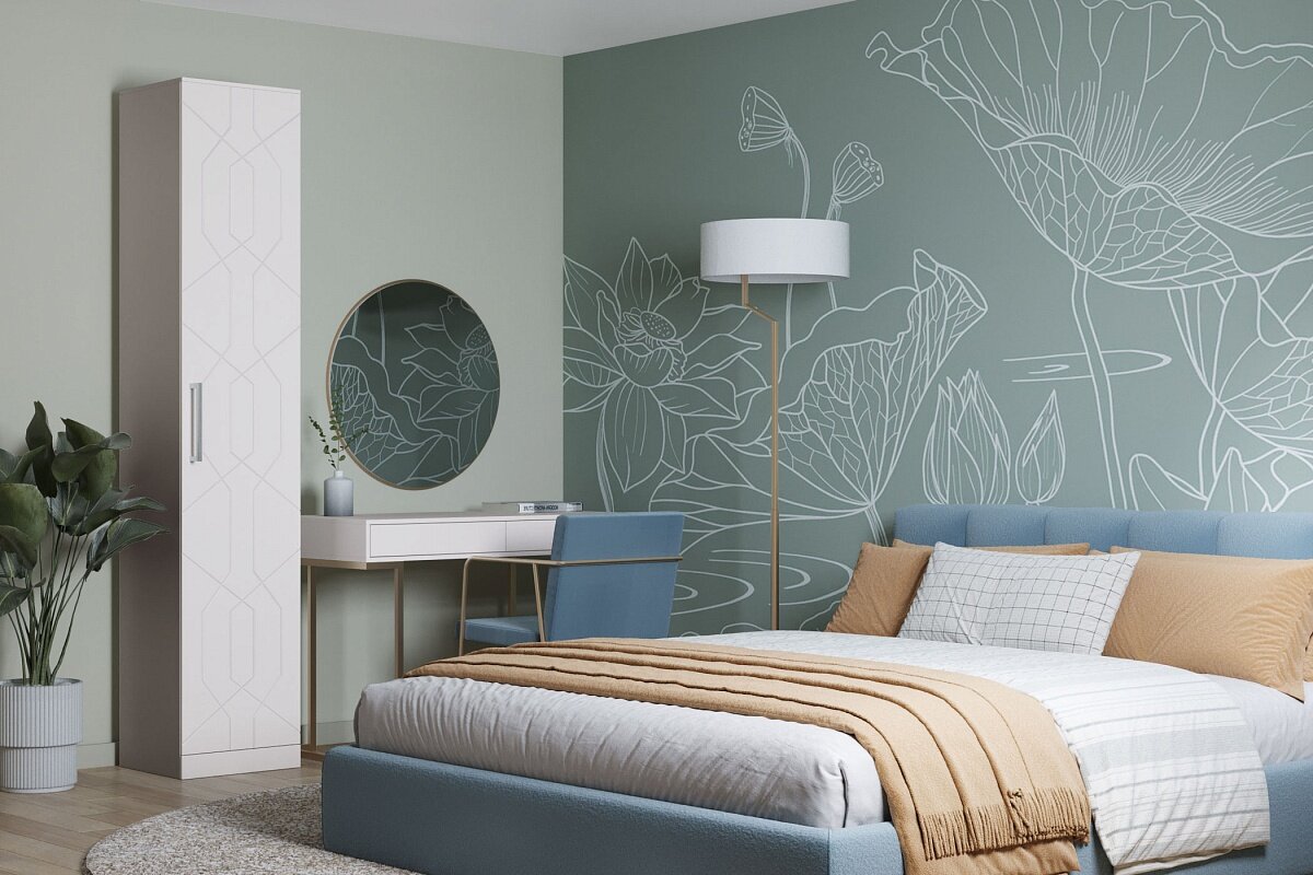 Шкаф распашной МебельЛэнд24 Дольче - 1 МДФ Лотос 35x45x250 белый для одежды однодверный