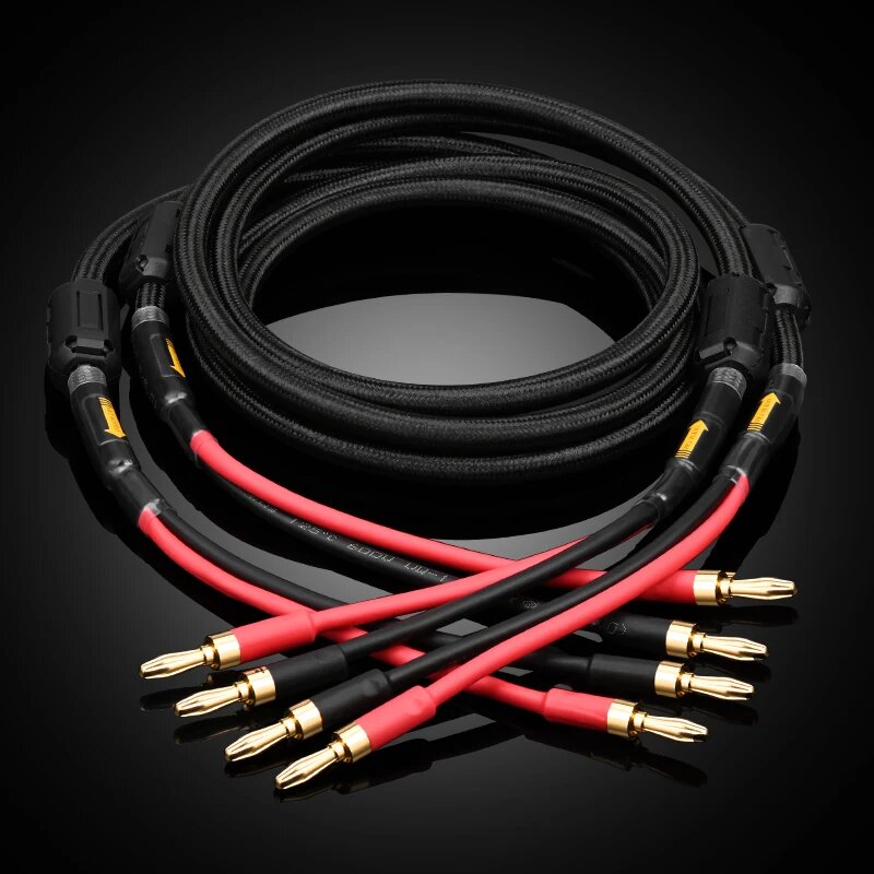 Кабель для динамиков из меди с посеребренным проводом banana to banana, 1 м