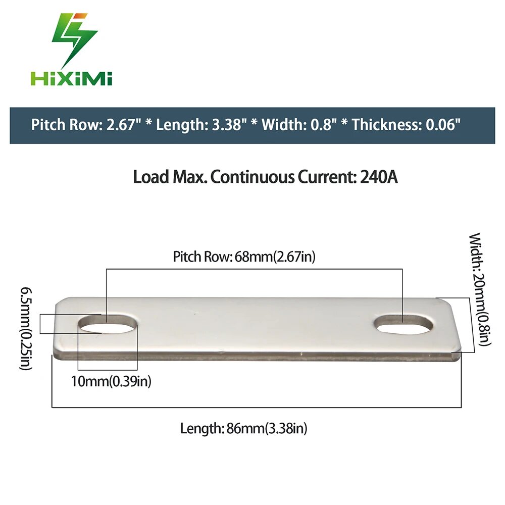 HiXiMi Литиевые шины Bus Bar красная медь 50A 100A 300A 400A 20pcs, Pitch Row 68mm