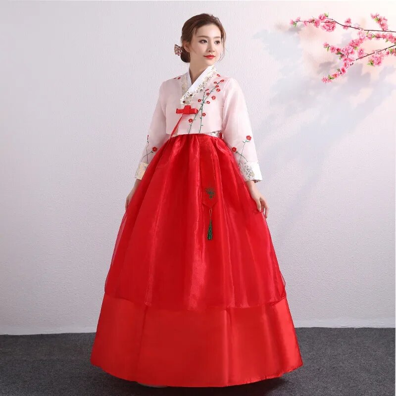 Женский корейский традиционный костюм Hanbok LMANMX Красный, M, A2