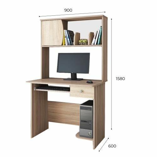 Стол компьютерный Грета-4, ясень шимо/дуб сонома, 90 158 60 см
