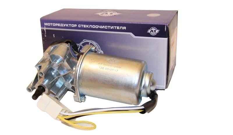 Мотор стеклоочистителя AT переднего ветрового стекла арт. AT 3000-010WM для LADA 2110/2111/2112 94-, 2123 02-; CHEVROLET NIVA 02-