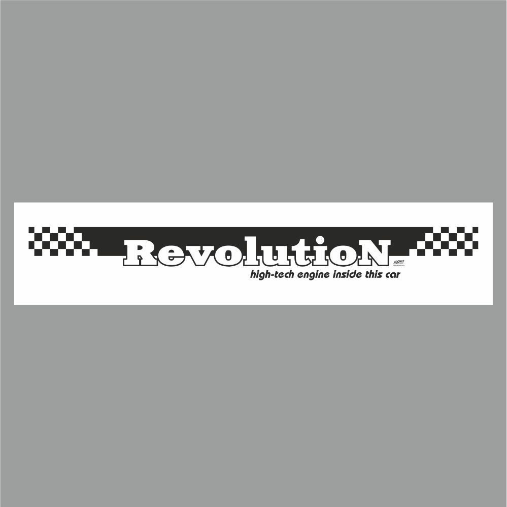 Полоса на лобовое стекло 1220х270мм "REVOLUTION" белая, Арт рэйсинг