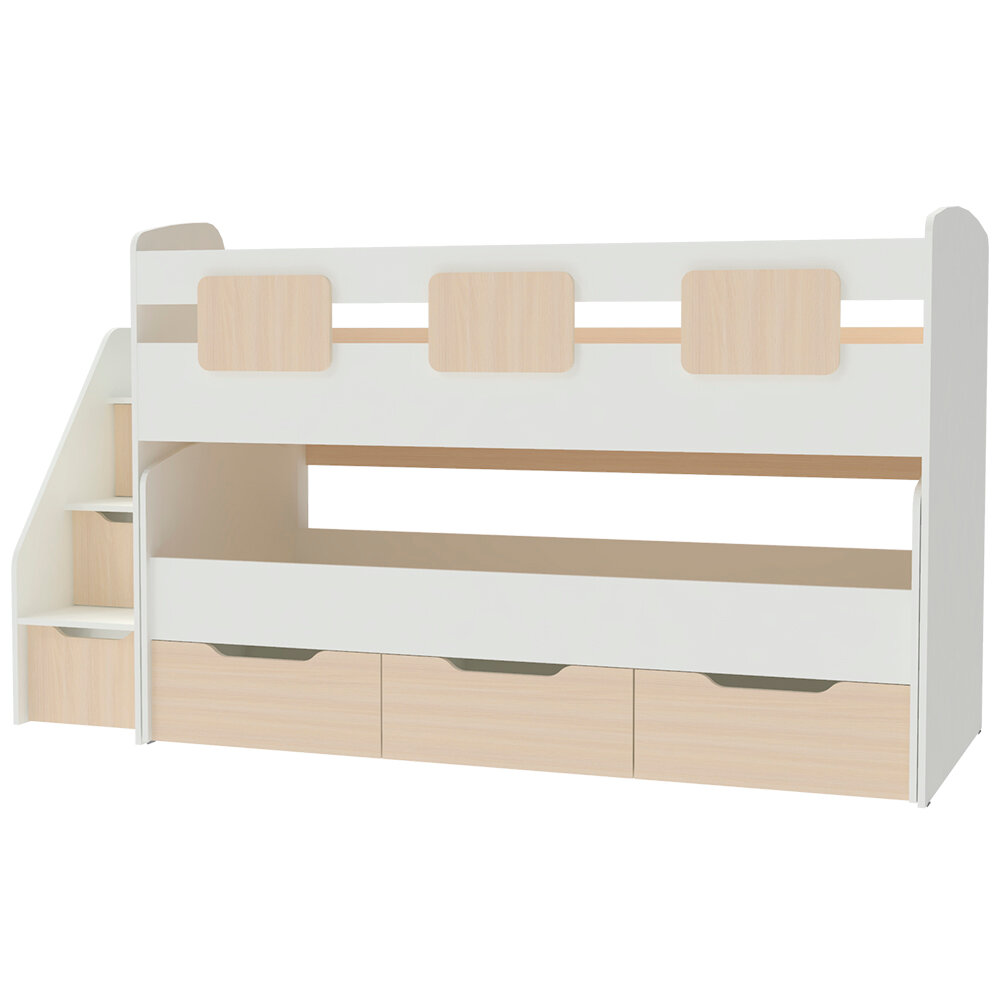 Кровать 2-х ярусная Городок Белый Дуб Молочный