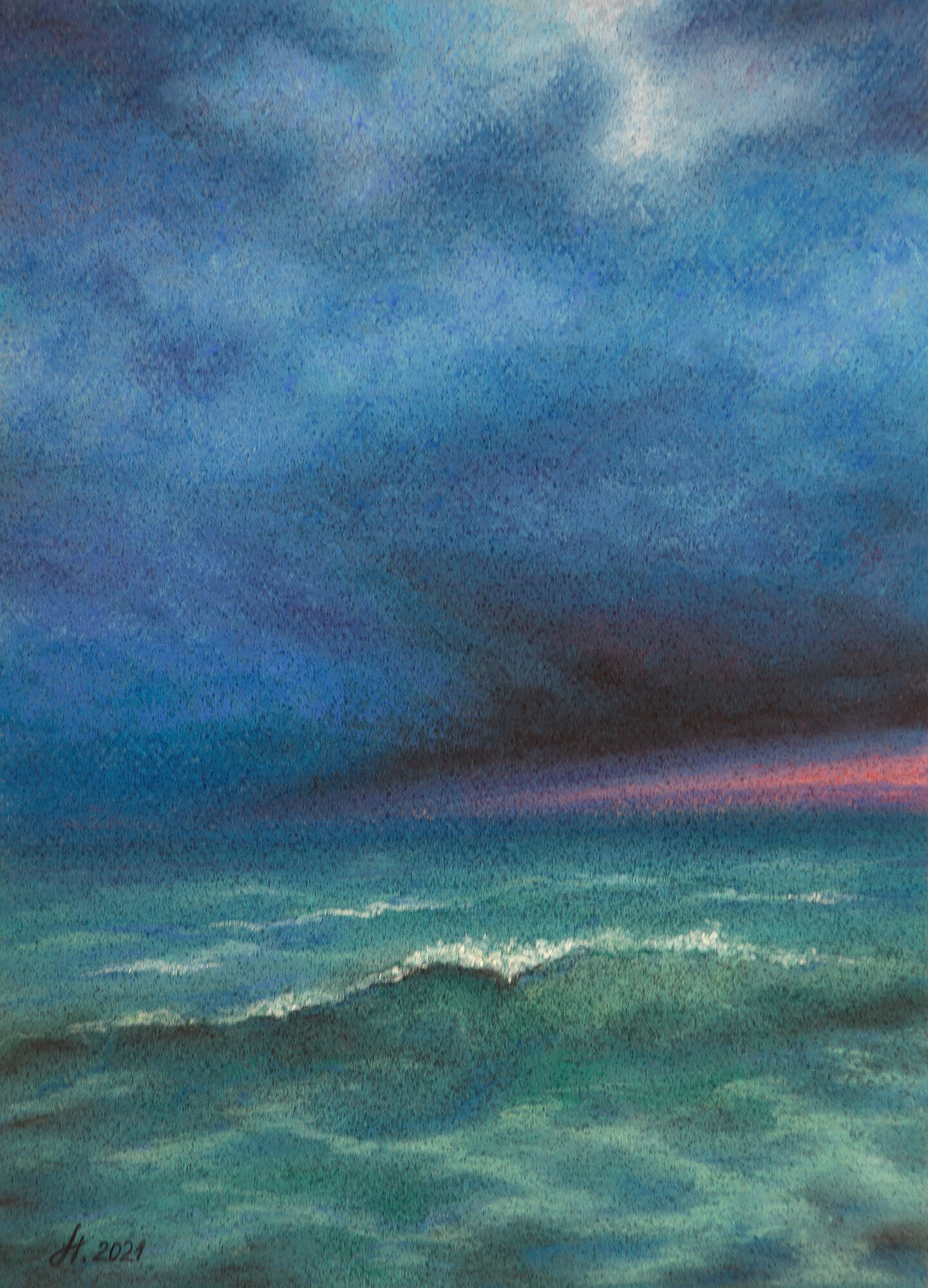 Шторм надвигается • Морской пейзаж • Авторская картина пастелью • Ручная работа