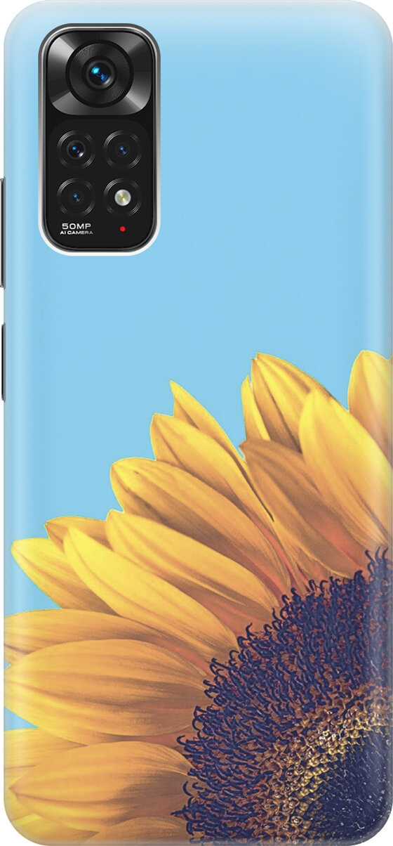 Силиконовый чехол Подсолнух на голубом на Xiaomi Redmi Note 11 / Note 11S / Сяоми Редми Ноут 11 / Ноут 11С