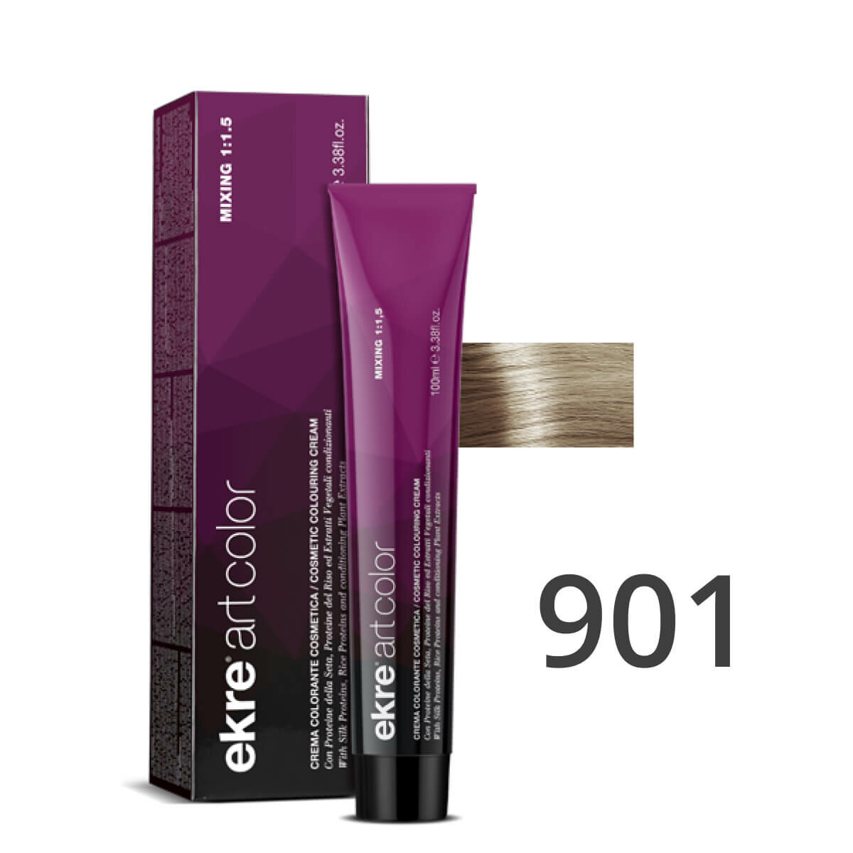 Краска для волос профессиональная осветляющая Ekre Artcolor 901 Суперосветляющий Пепельный 100 мл