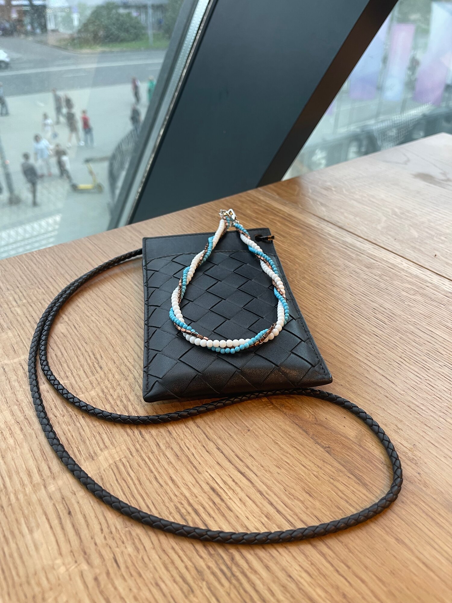 Колье Jewellery by Marina Orlova, гематит, агат, длина 42 см, голубой — фото 1