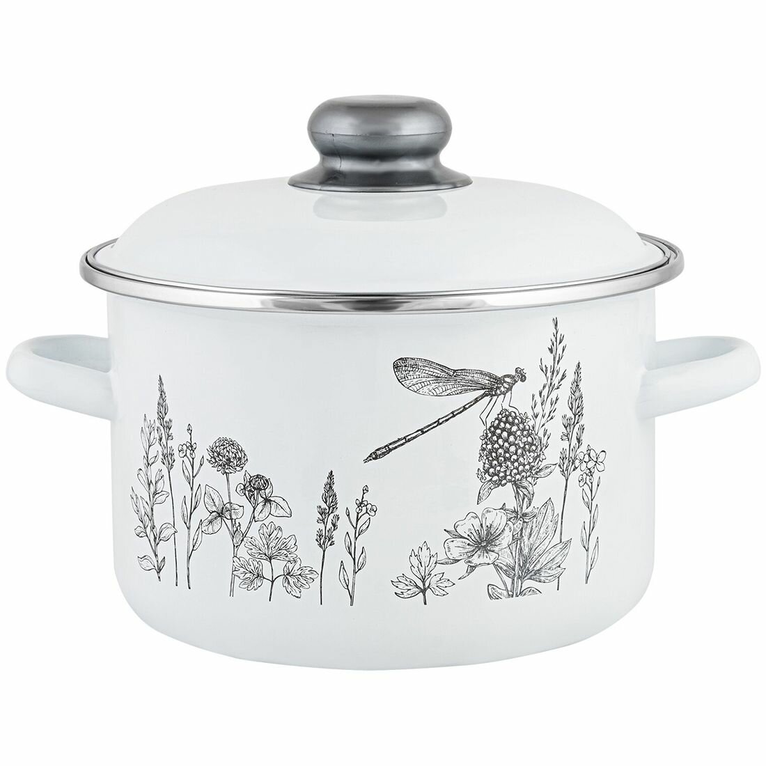 Кастрюля 5.5л Appetite FLORA-2 цил эмаль