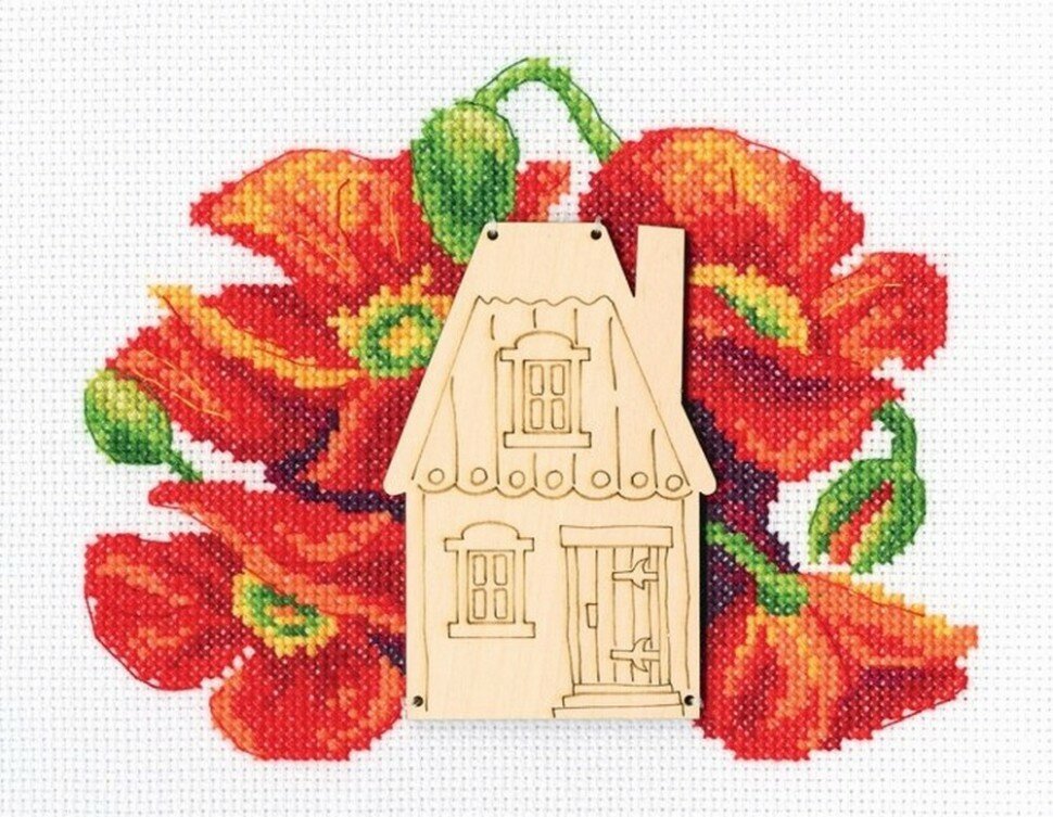 Набор для вышивания РТО #MBE9004 Улица цветов, Счетный крест, 15.5 x 12.5 см