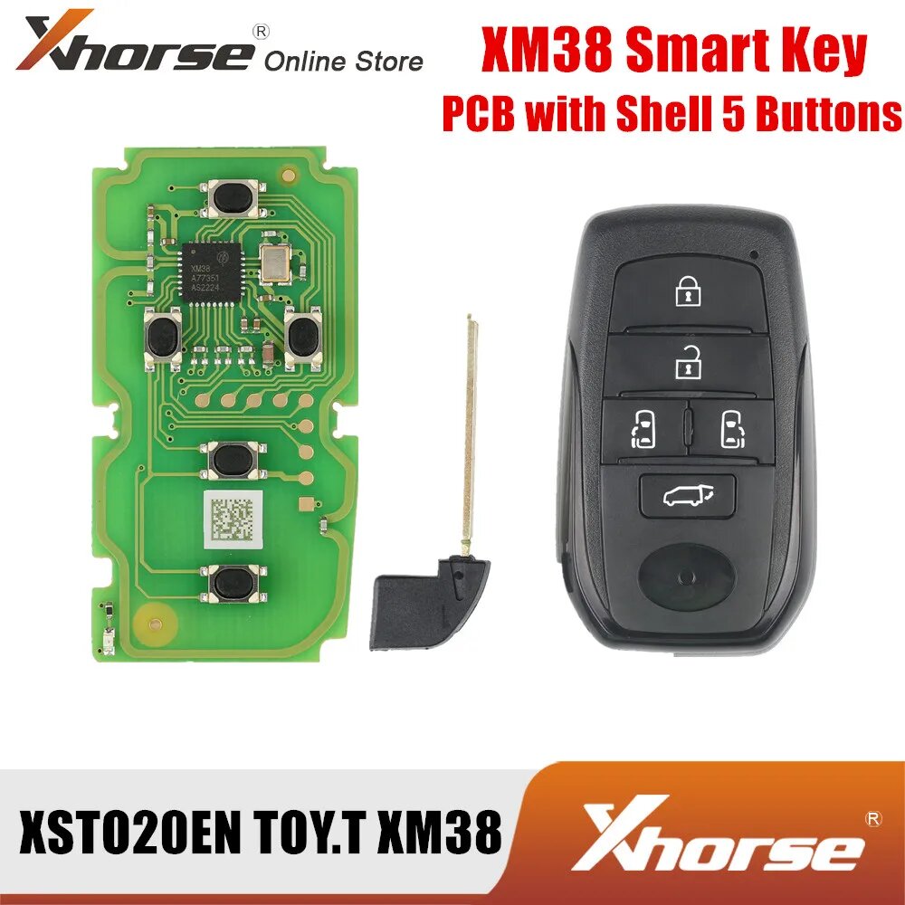 Xhorse XSTO20EN TOY.T XM38 Смарт-ключ PCB с корпусом, 5 кнопок, полный ключ 1 Set