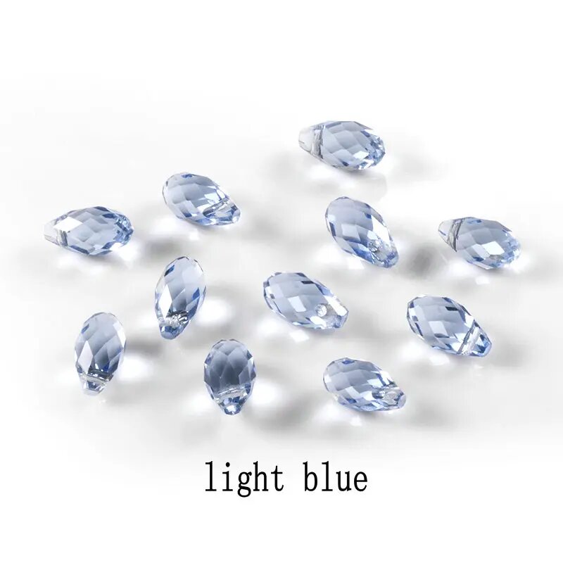 Хрустальные бусины QIAO граненые каплевидные радужные Голубой, 5.5x11mm 84PCS, light blue