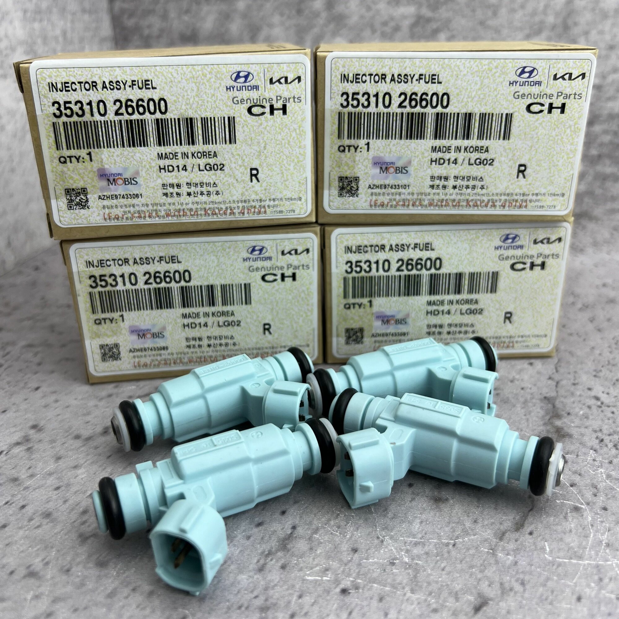 Hyundai-KIA Форсунки топливные комплект (4 штуки) 3531026600 для Киа Рио, Сид , Церато , Соул, Венга, Хендай Солярис, Крета, Элантра