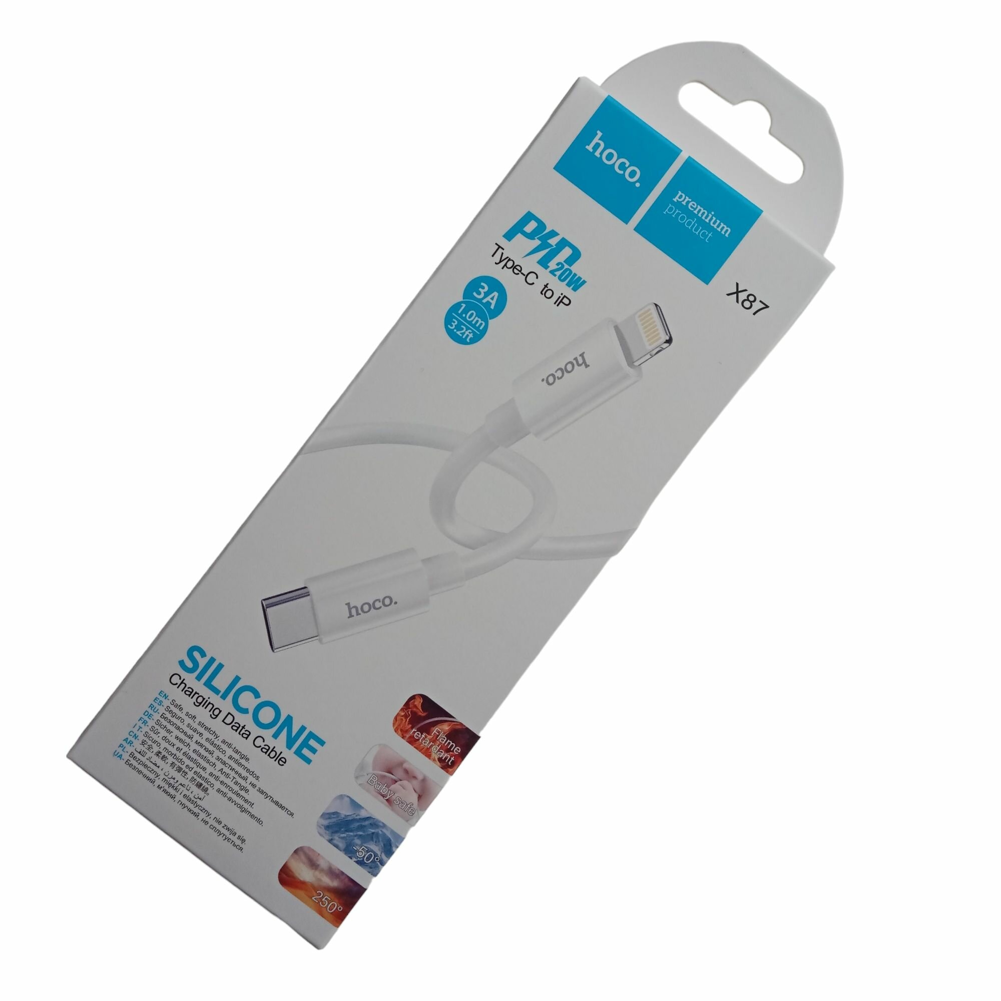 USB Кабель Type-C/Lightning Apple, 3А для мобильных устройств белый, 1 метр.