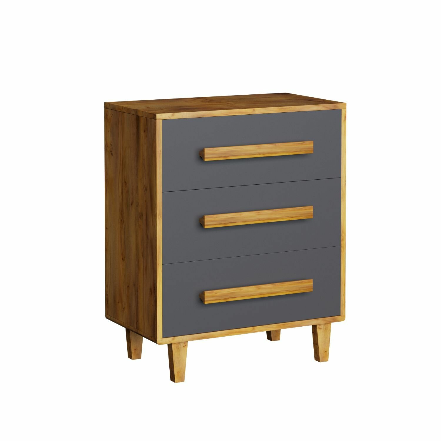 Комод NEO серый с 3 ящиками для спальни, комнаты, в коридор, офисная, напольная, комод в гостиную