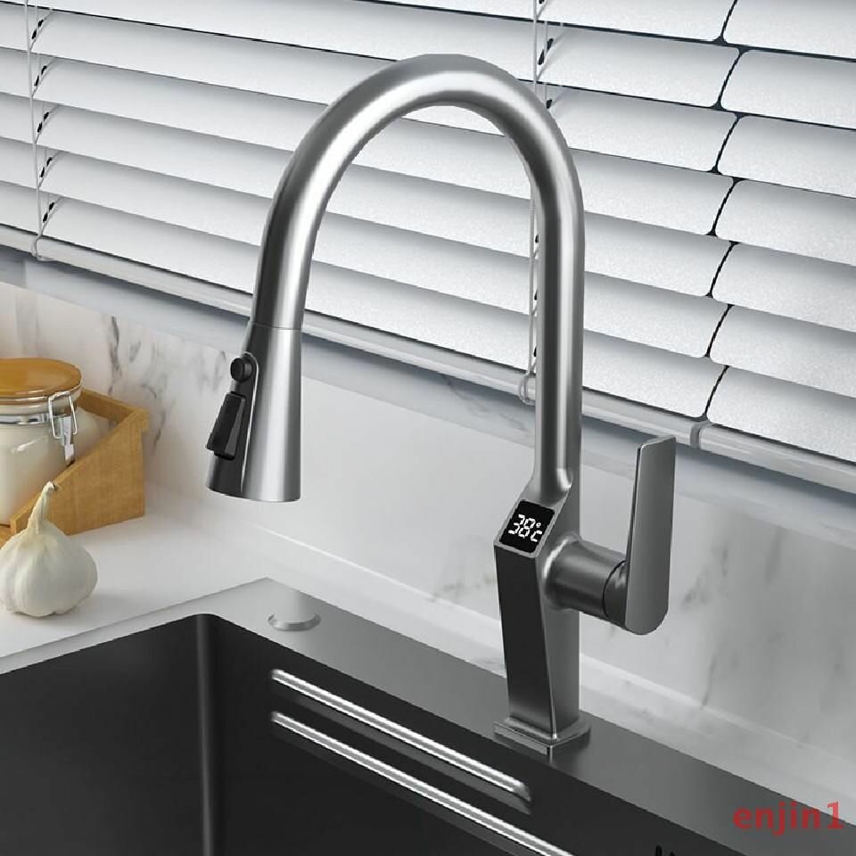 Смеситель для кухни с гибким изливом OCAS кран для кухни Смеситель на кухню с поворотным изливом и керамическими кран боксами цифровой дисплей B-D20